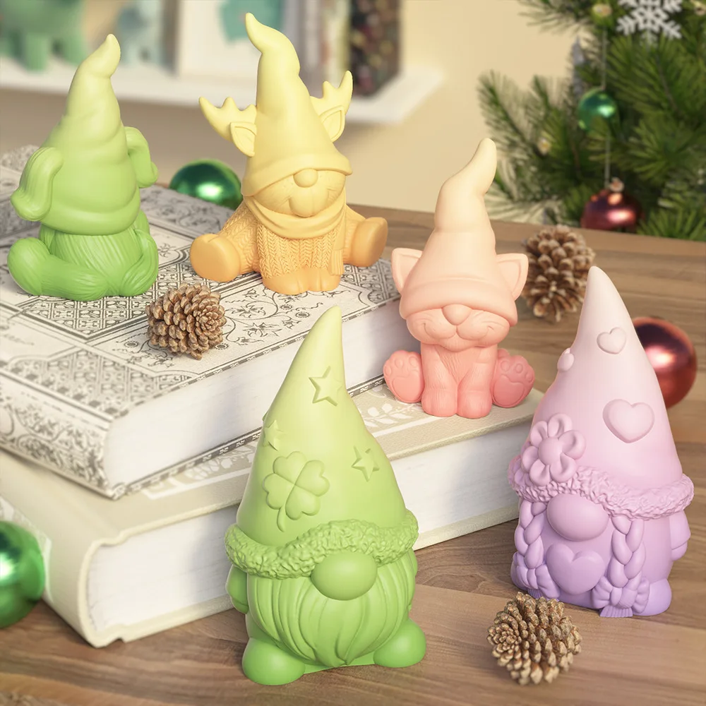 3D Christmas Love Dwarf Candle Silicone Mold DIY Christmas Deer Animal ...
