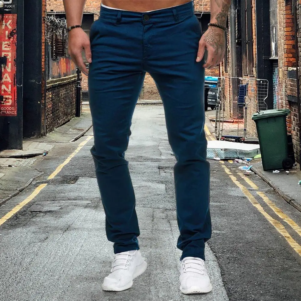 Mid-Waist-Pants-Soft-Fabric-Pants-Slim-Fit-Mid-Waist-Men-s-Pencil-Pants ...