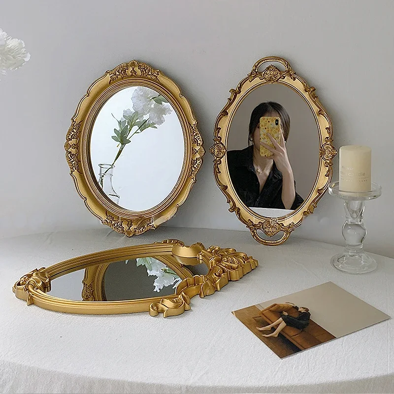 Vanity Mirrors Baroque Frame Mirror Gold Shield Wall Decorative Mirrors ...