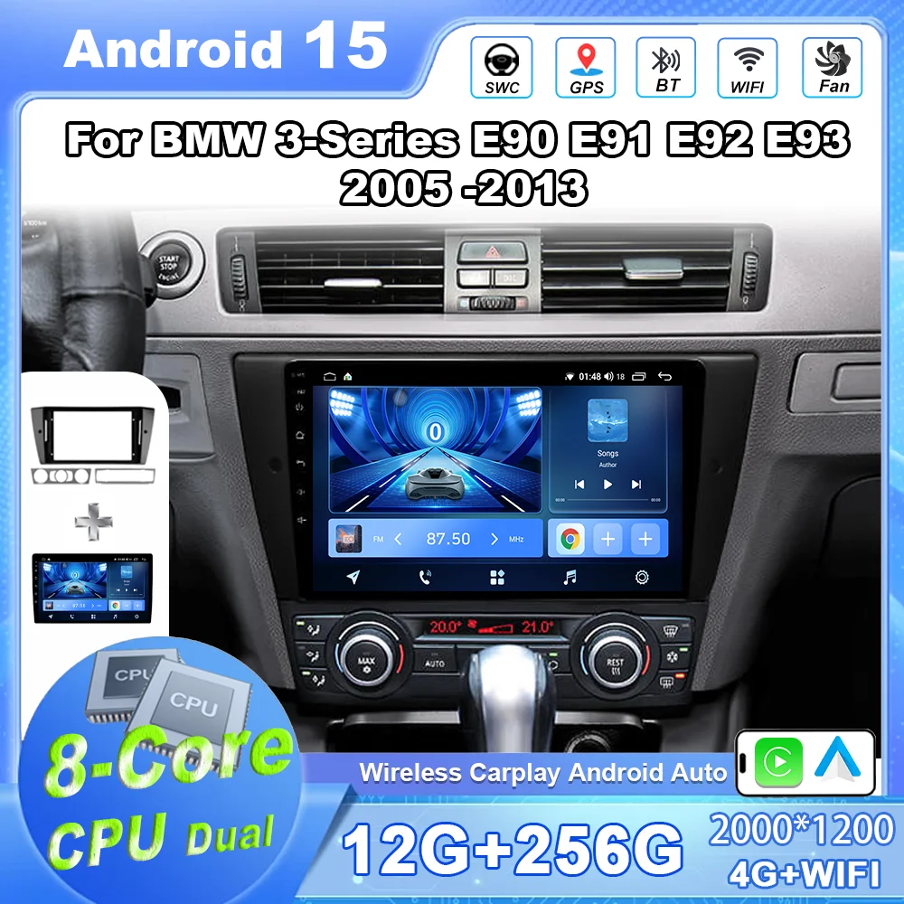 Android 15 For BMW 3-Series E90 E91 E92 E93 2005 -2013 Car play Auto ...