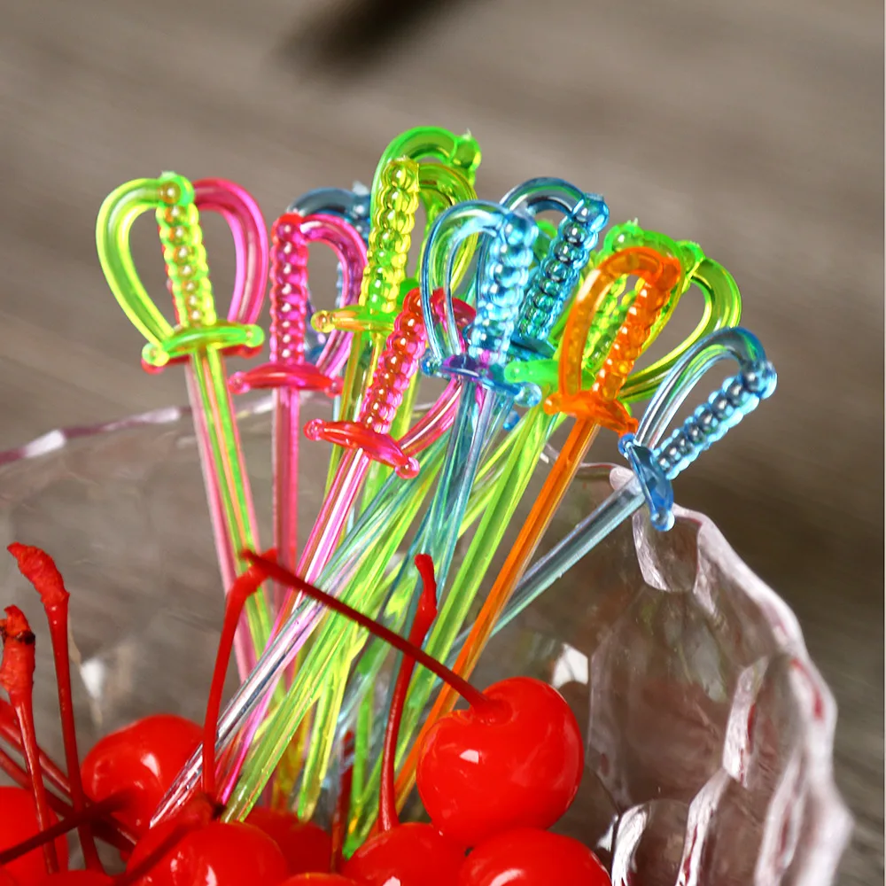 100pcs-Mixed-Color-Plastic-Epee-Buffet-Sticks-For-Fruits-Cocktail-Snack ...