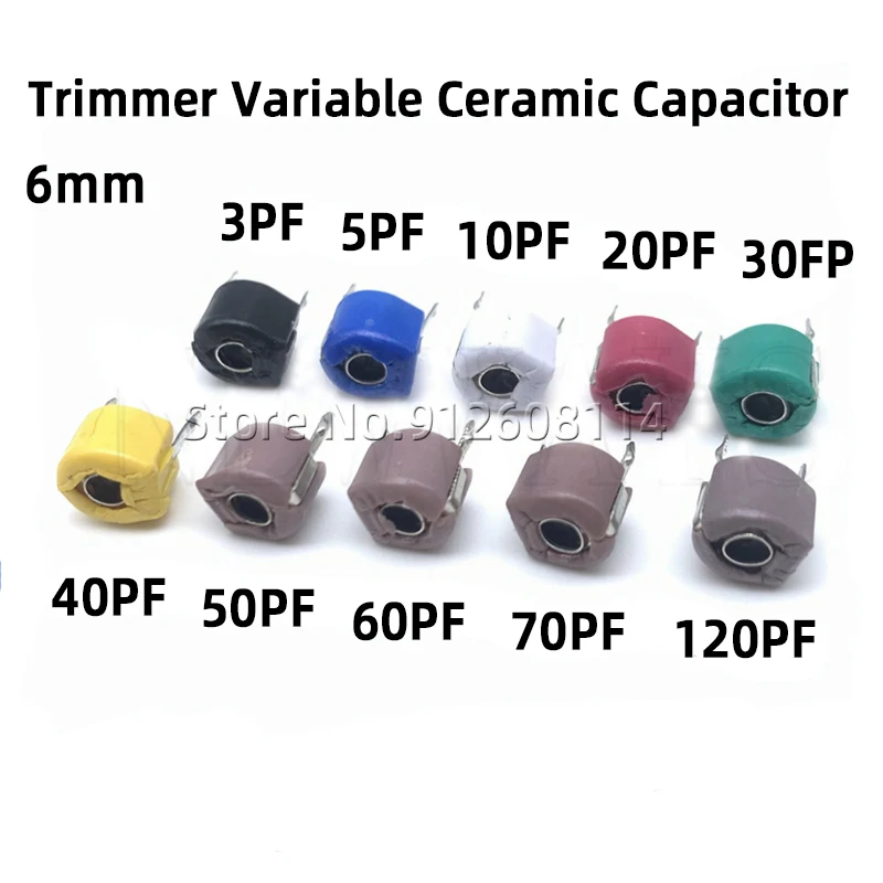 10PCS/Lot 6mm Trimmer Variable Ceramic Capacitor Kit JML06 3PF 5PF 10PF ...