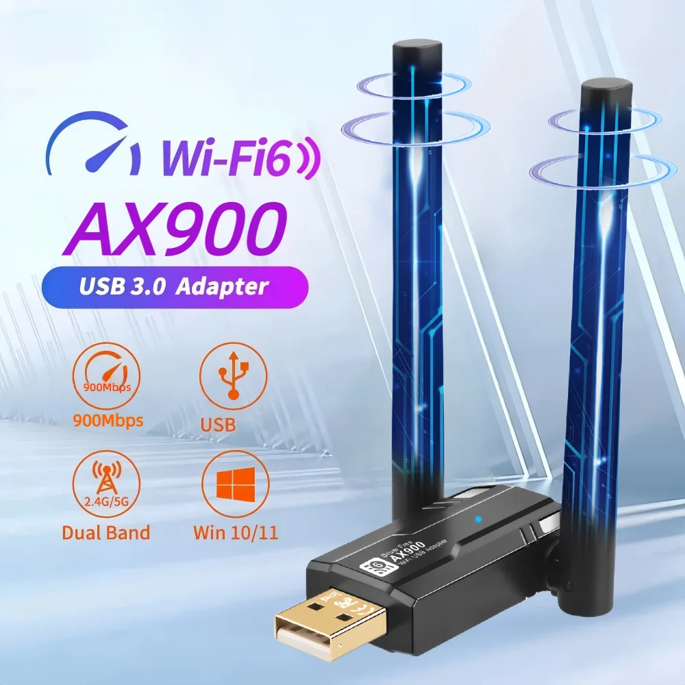 900M-USB-WIFI-6-Adapter-Dual-Antenna-600M-Network-Card-AX900-Dual-Band ...