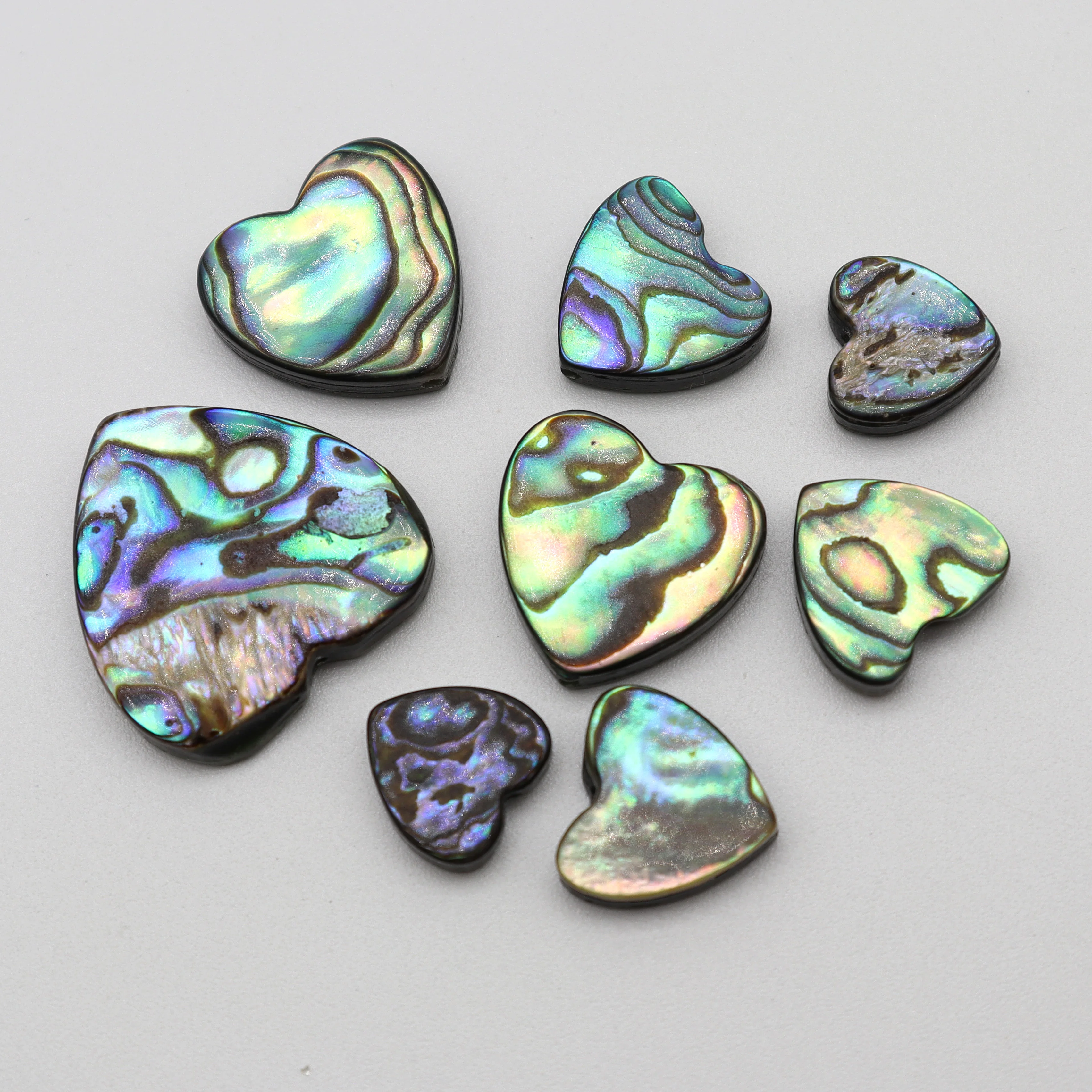 Natural-Abalone-Heart-shaped-Shell-Mother-Of-Pearl-Loose-Spacer-Beads ...