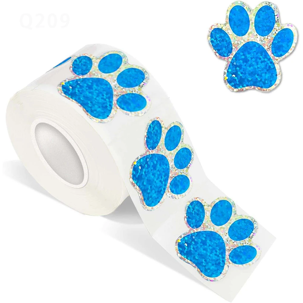 100-500pcs-Blue-laser-Sticker-Paw-Print-Reward-Stickers-Dog-Cat-Bear ...