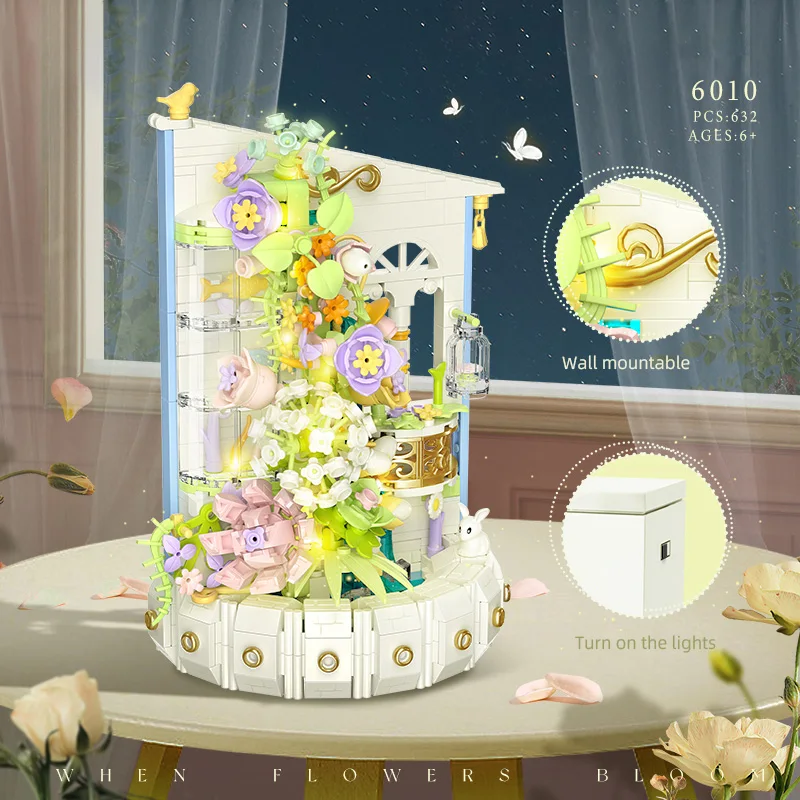 Creative-Flower-Building-Blocks-Flower-Waterfall-Potted-Mini-Bricks ...