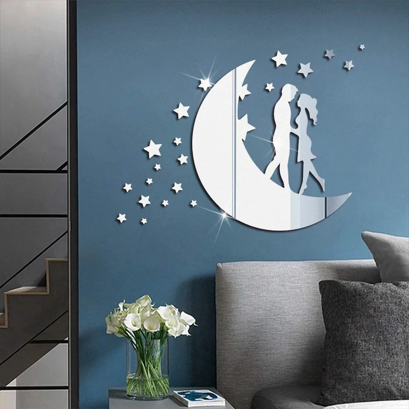 Love-Moon-Couple-Acrylic-Mirror-Stickers-Valentine-s-Day-Mirror-Wall ...