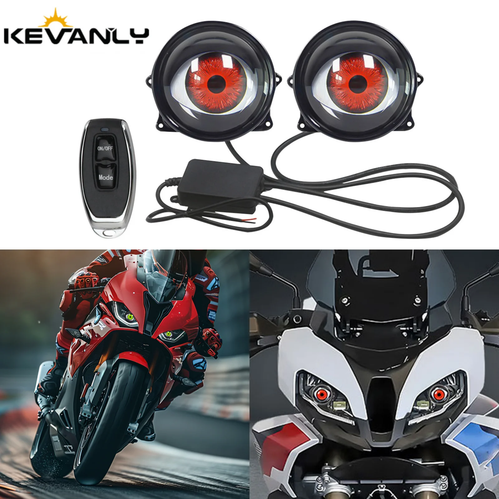 3-inch Devil Eyes LED Headlights Dynamic LED Motorcycle Front Spotlight ...