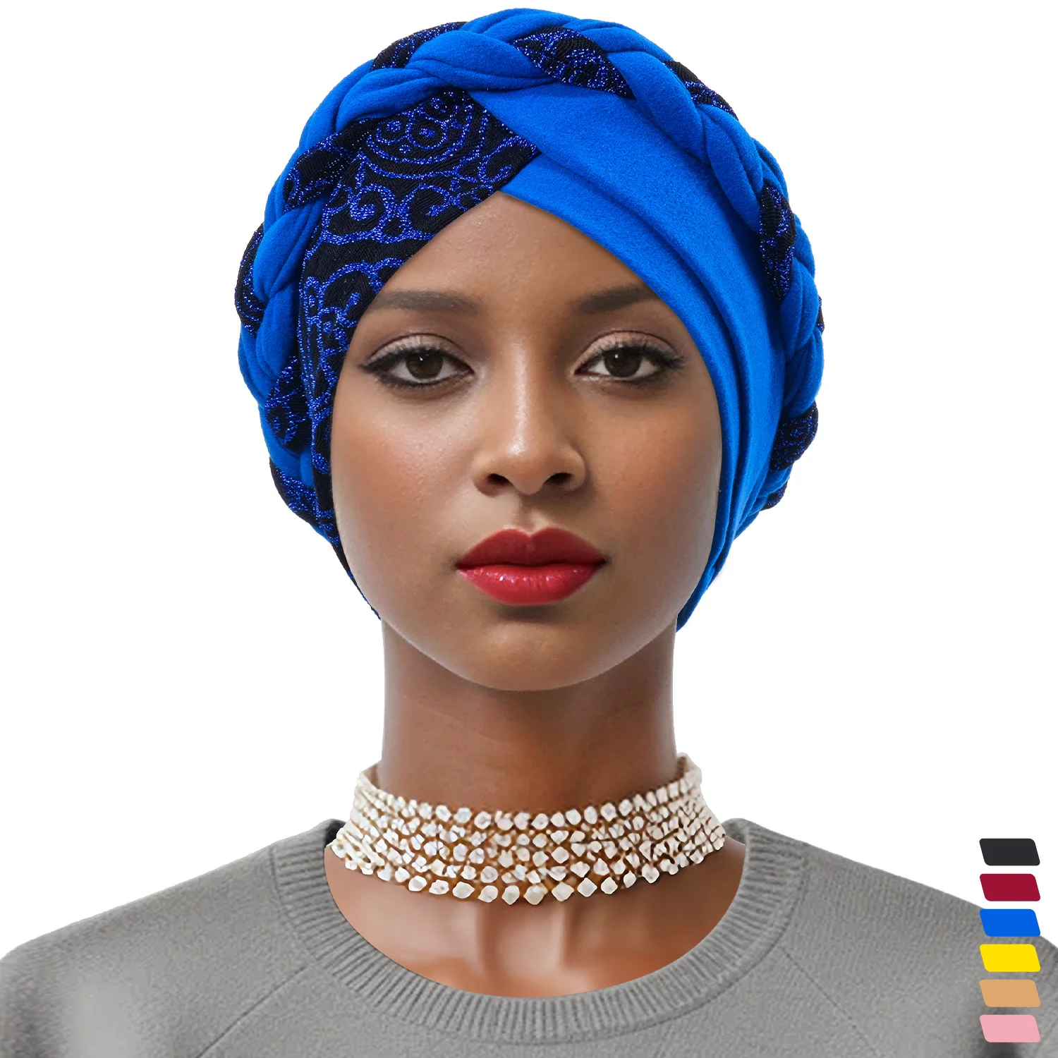 Muslim-Stretch-Turban-Cap-Print-Braid-Decor-Turban-for-Women-Arab-Wrap ...
