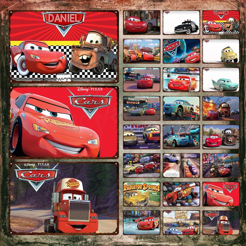 Disney-Cars-cartel-de-Metal-Lightning-Mcqueen-y-Doctor-Hudson-letreros ...