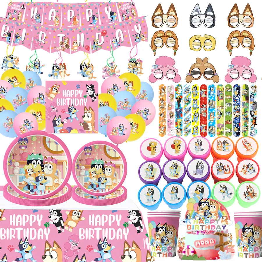 Bluey Bingo Disposable Tableware Banner Tablecloth Gift Bag Paper ...