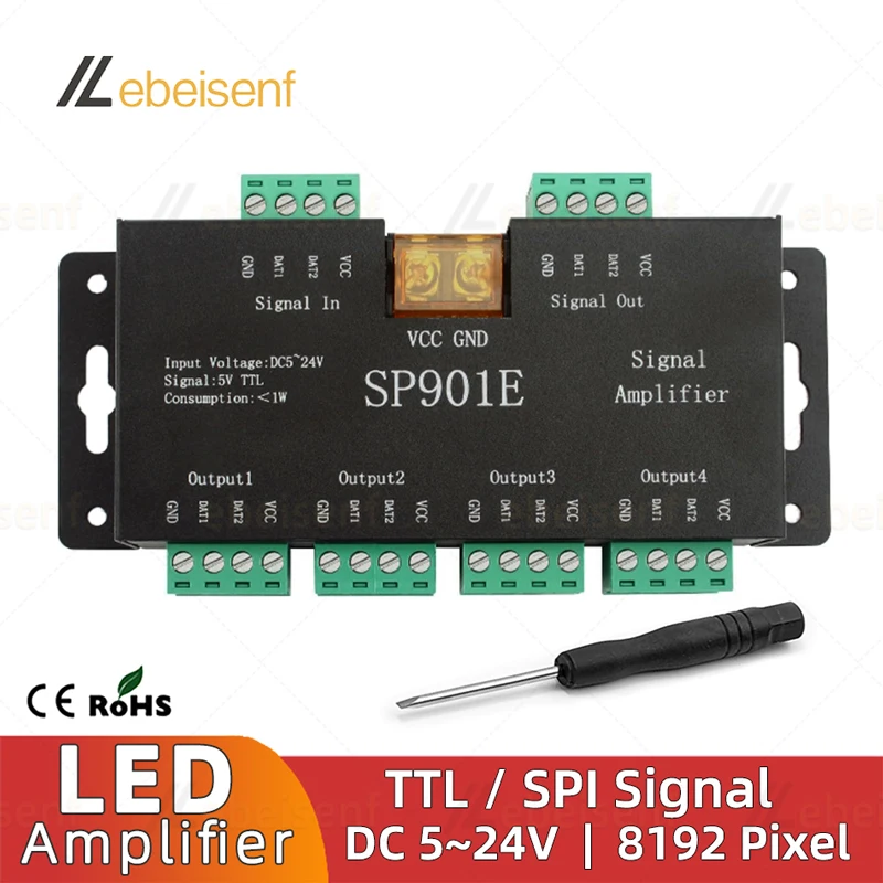 SP901E-SPI-Signal-Amplifier-for-WS2811-WS2812B-WS2813-Pixel-RGB-LED ...