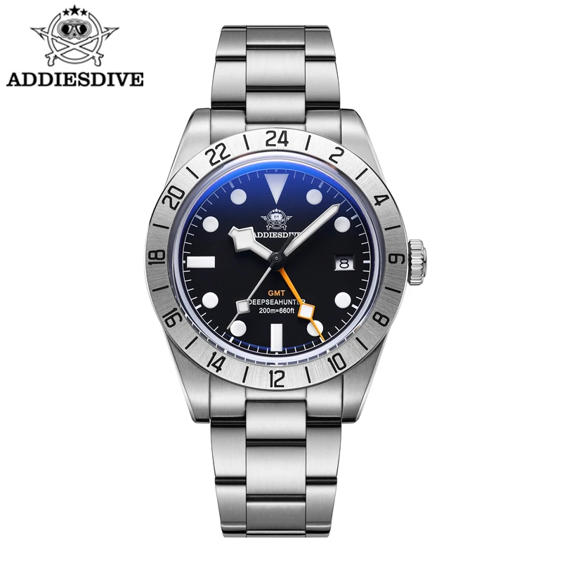 ADDIESDIVE AD2035 New GMT Watch for Men Quartz Wristwatch BGW9 Blue ...