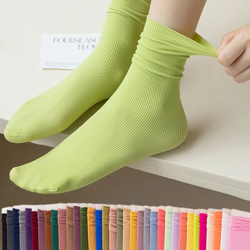 4Pairs/set Women's Socks Summer Fashion Solid Color Sock Breathable ...