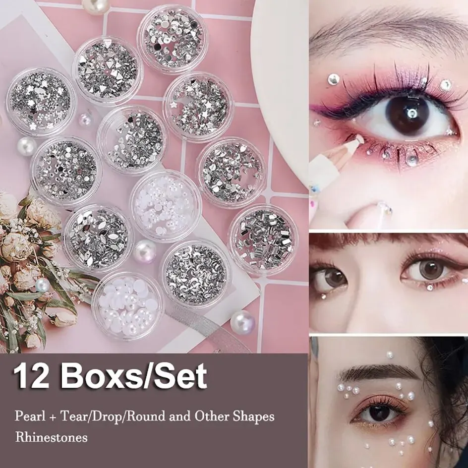 12-Boxs-Set-Diamond-Pearl-Glitter-Face-Eyes-Makeup-Sequins-Sticker ...