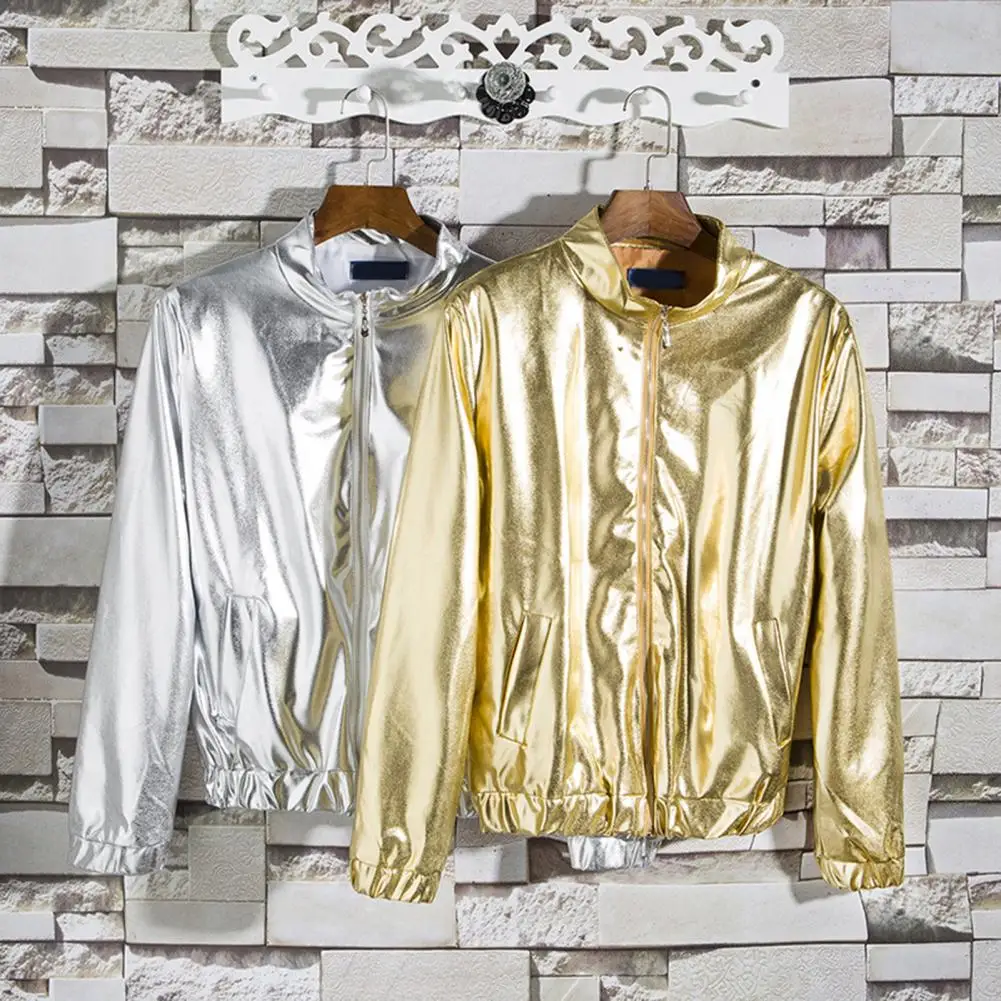 Men Jacket Sparkling Long Sleeve Outerwear Keep Warm Cotton Blend Coat ...