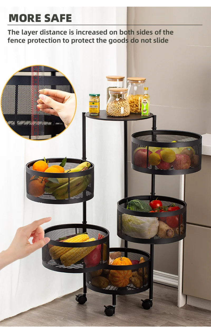 Crown Mart BD - 5 Layer Vegetable Rack Trolley Round