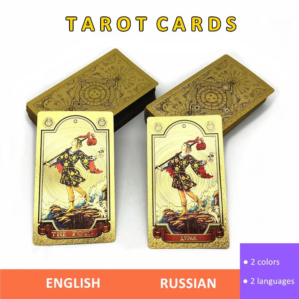 High-Quality-Plastic-Tarot-Gold-Foil-Russian-English-Divination-Cards ...