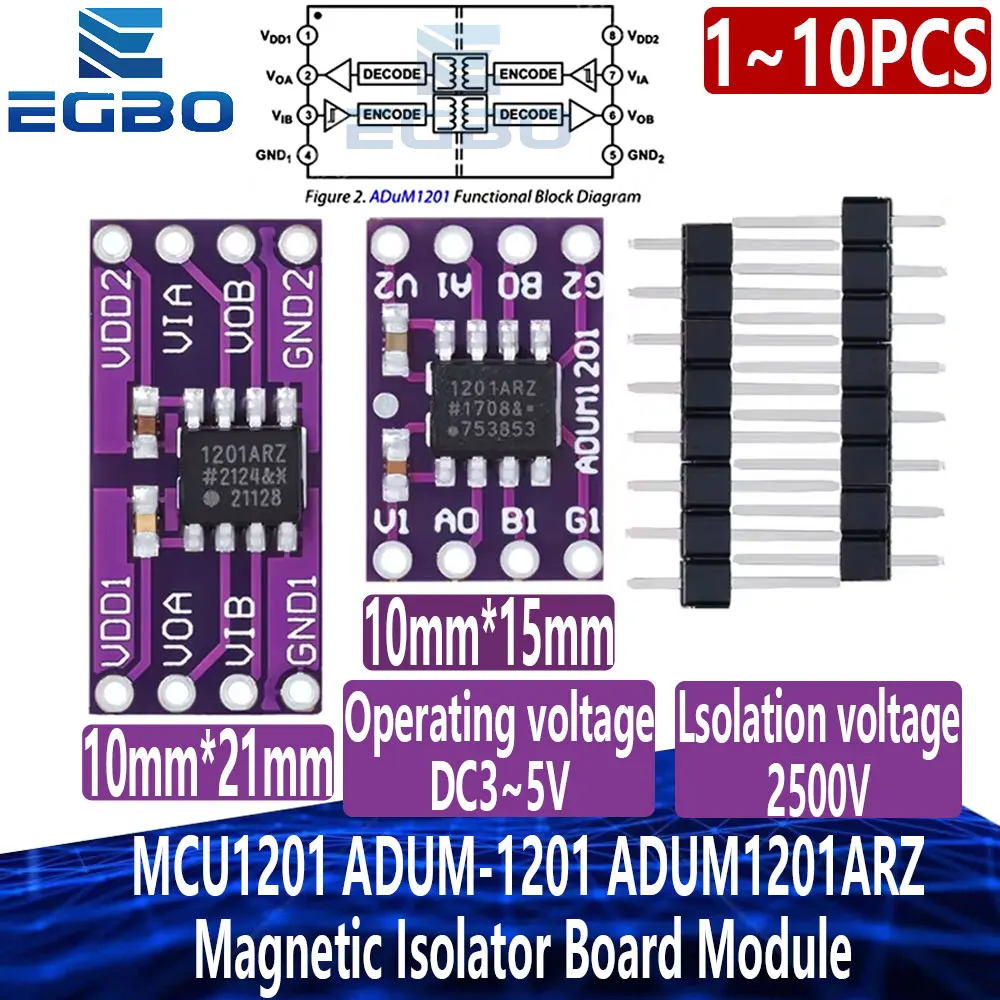 1-10PCS-EGBO-Magnetic-Isolator-Board-Module-MCU1201-ADUM-1201 ...
