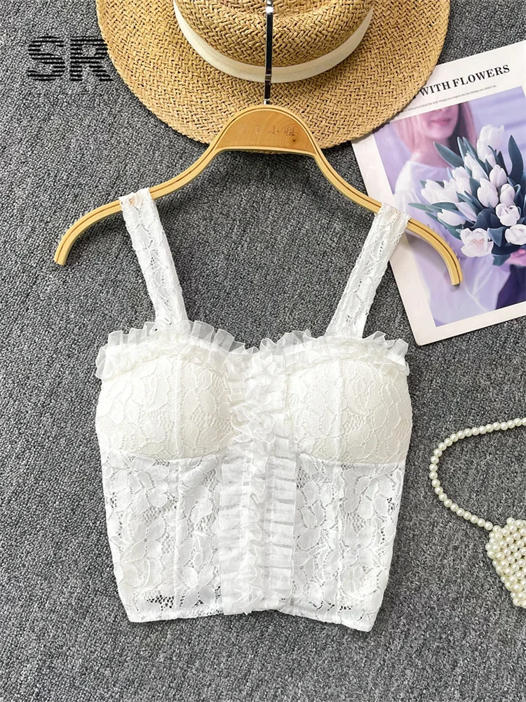 SINGREINY-Ruffles-Hotsweet-Slim-Crop-Top-2024-Strap-Elastic-Waist-Lace ...