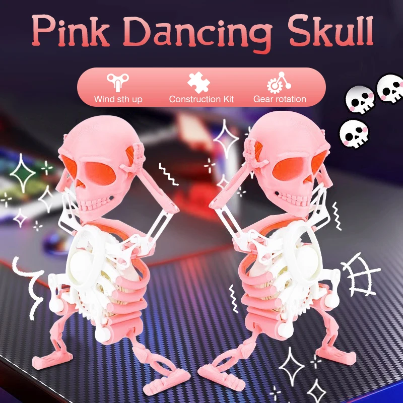 E2 3d Printing Pink Skull Skeleton Shaking Head Dancing Sand Carving ...