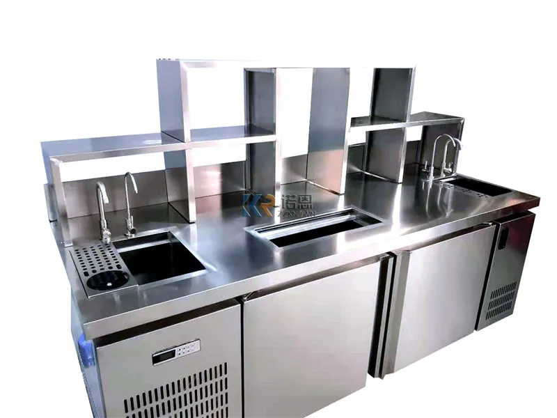 Stainless Steel Coffee Work Bar Freezer Chiller Fridge With Racks Milk ...