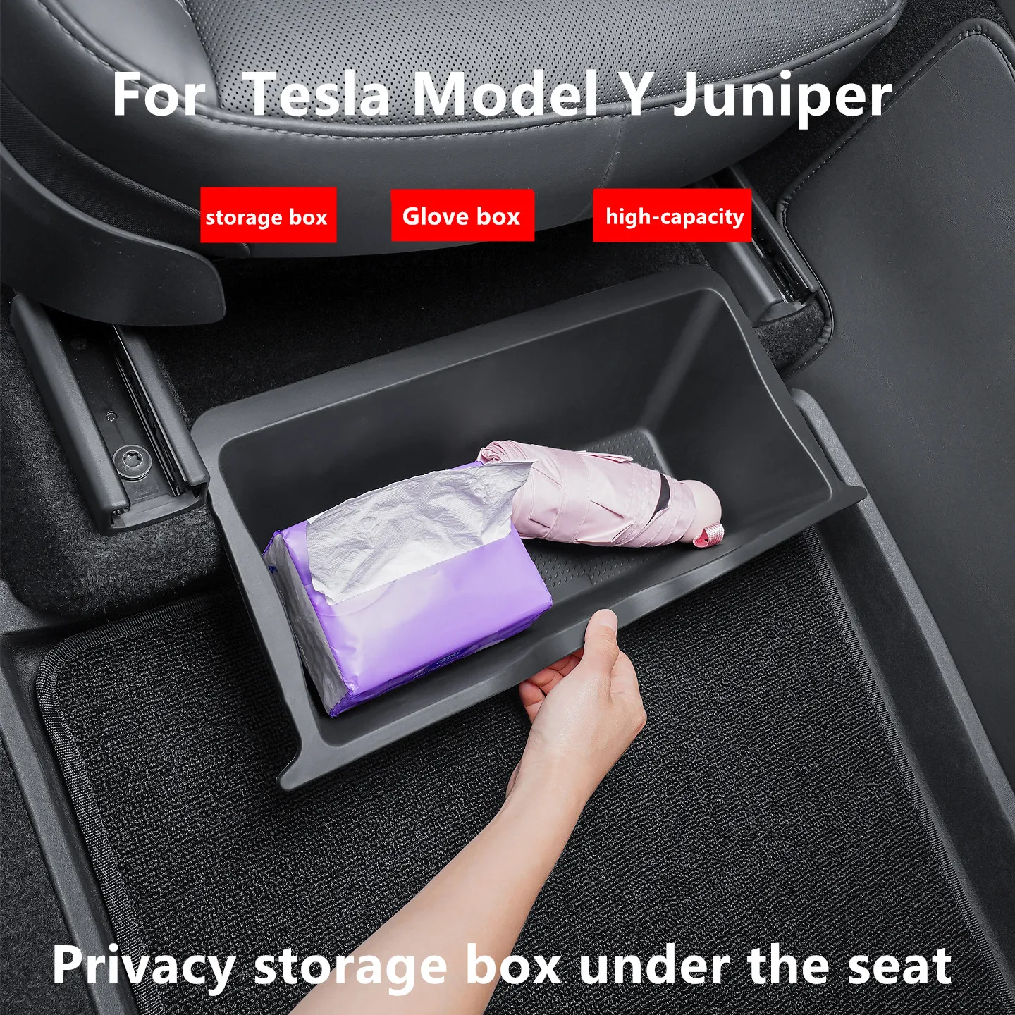 Underseat Storage Box for Tesla Model YJuniper Seats Drawer TPE Hidden ...