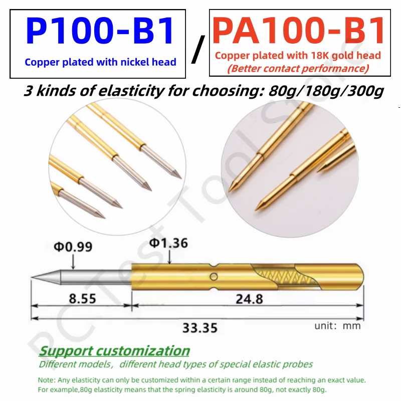 Sonde de test à ressort P100-B1 20/100 pièces P100-B broche de test ...