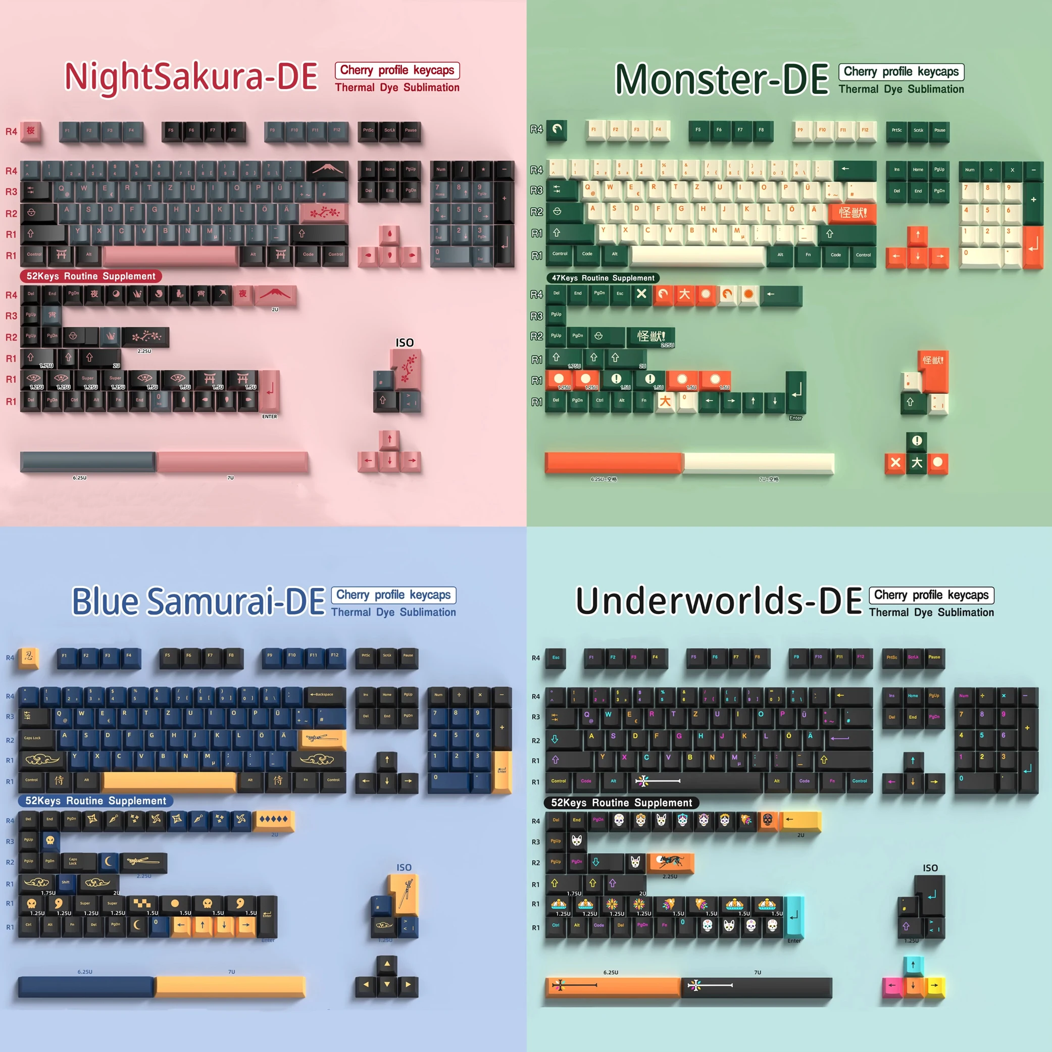 German-keyboard-keycaps-Cherry-Profile-PBT-Sub-Dye-ISO-Layout-DE ...