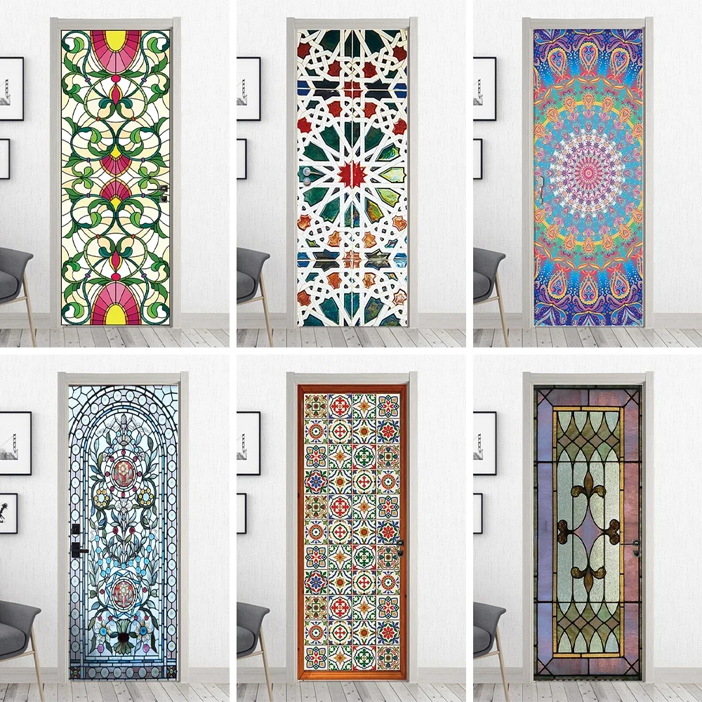 3D-Geometric-Door-Sticker-Self-adhseive-Vinyl-Full-Door-Wrap-Cover ...