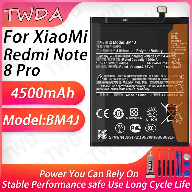 BM4J Battery 4500mAh For XiaoMi Redmi Note 8 Pro Batteries New High ...