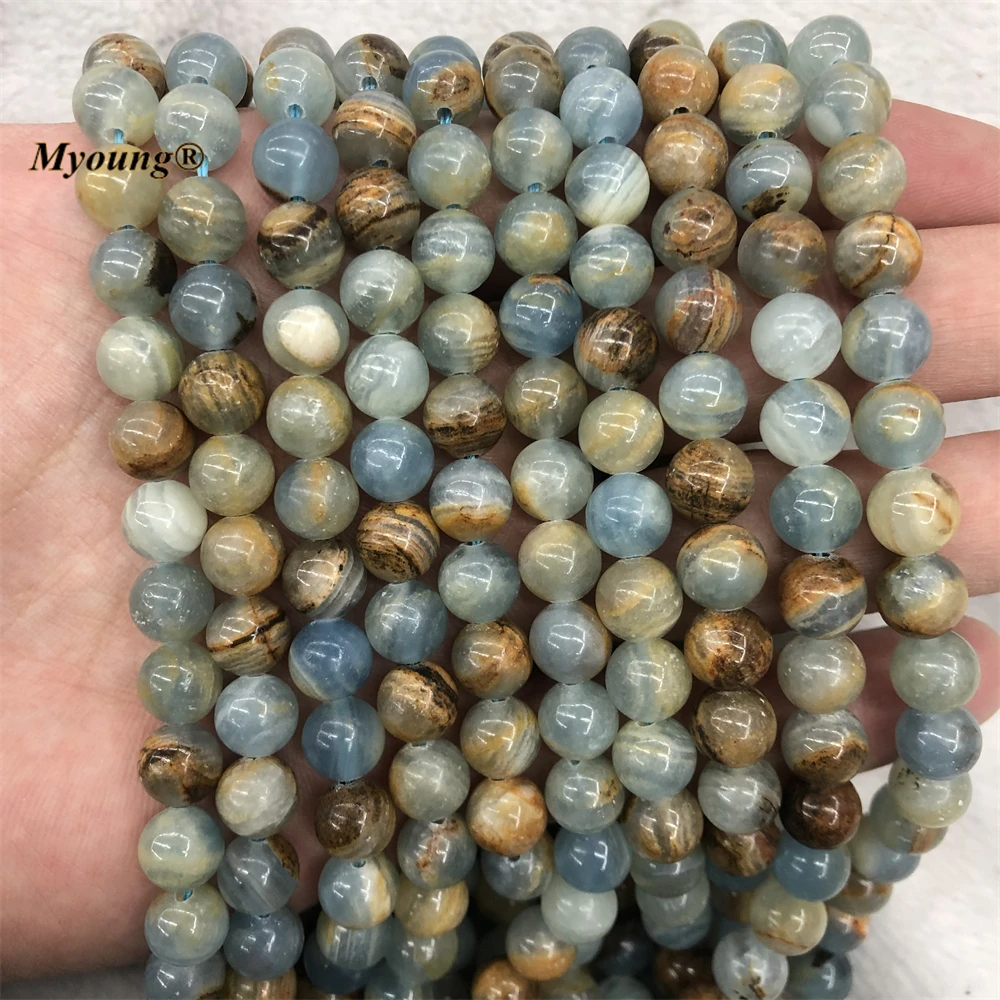 3Strands-Lot-Round-Natural-Blue-Lace-Agates-Loose-Beads-For-DIY-Jewelry ...