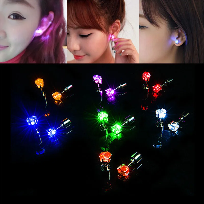 Light-Up-LED-Bling-Ear-Stud-Rings-For-Woman-Flashing-Stainless-Steel ...