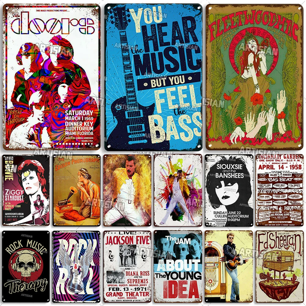 Doors Band Metal Poster Vintage Metal Tin Sign Queen Band Wall Metal ...