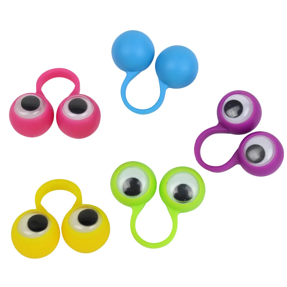 10pcs Cute Cartoon Large Eye Finger Puppets Googly Eyes Rings with ...
