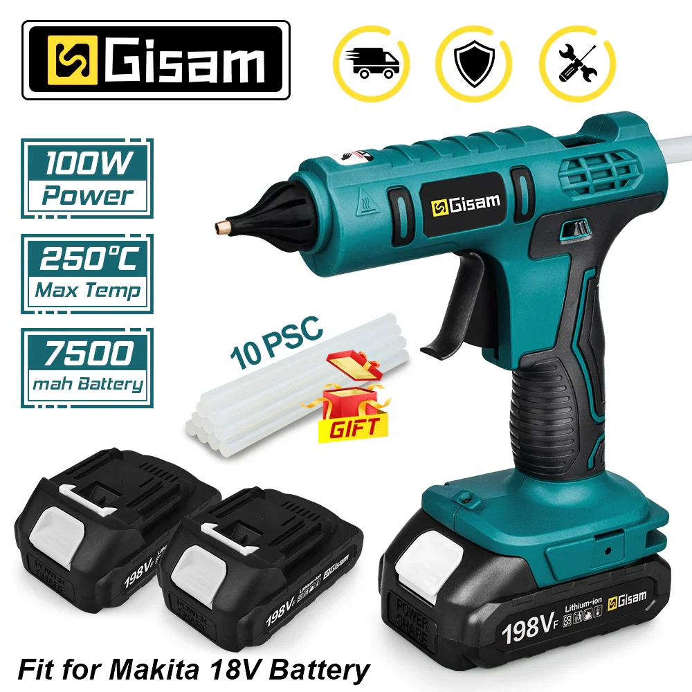 100W Electric Hot Melt Glue Gun for Makita 18V Battery Cordless Hot ...