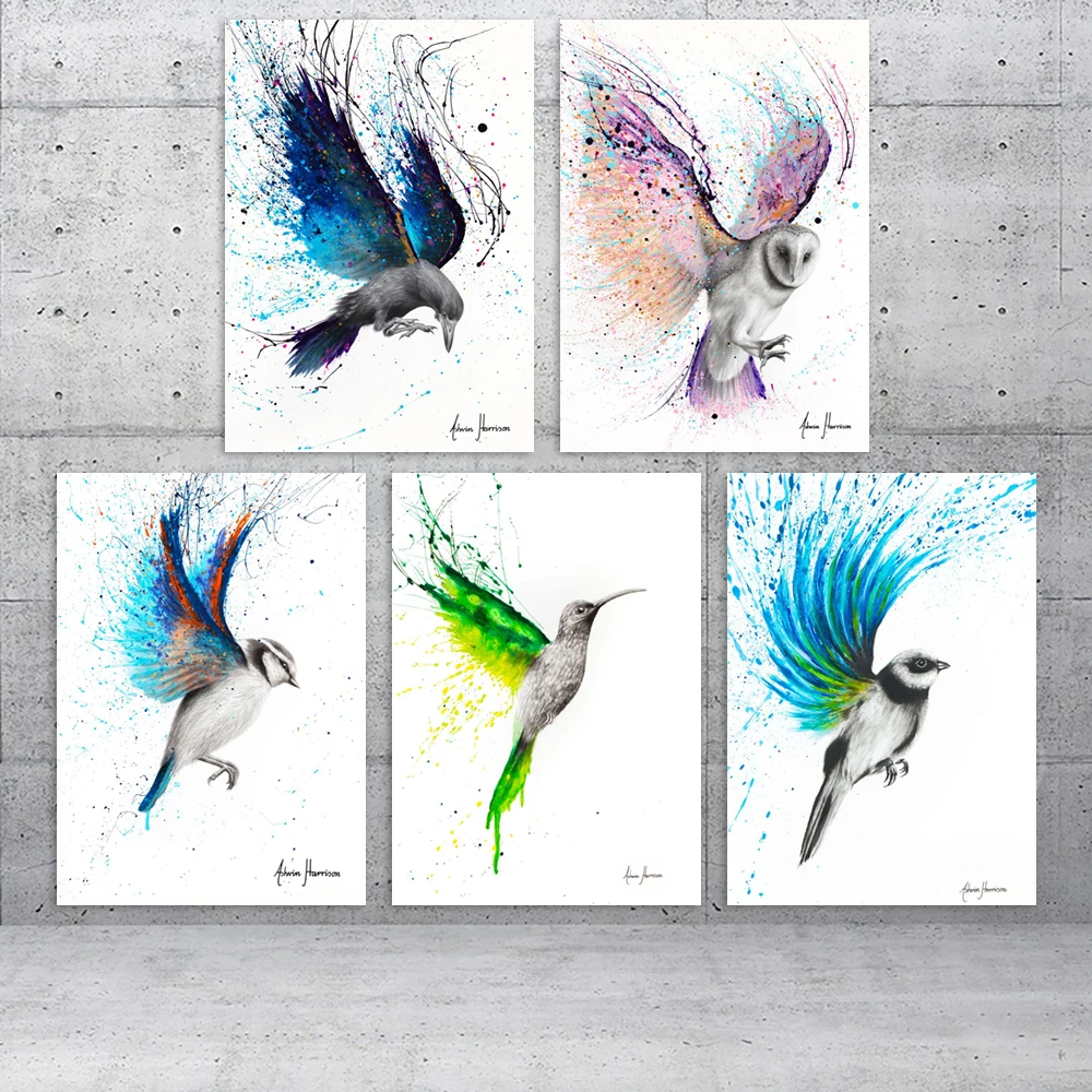 Canvas Animals Painting Wall Art Creative Birds HD Printing Barn Owl ...