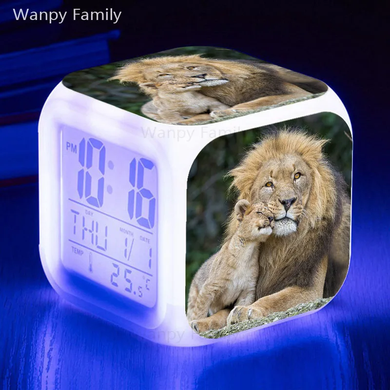 Kids-Gifts-Lion-King-Alarm-Clock-7-Color-Glowing-LED-Digital-Clocks ...