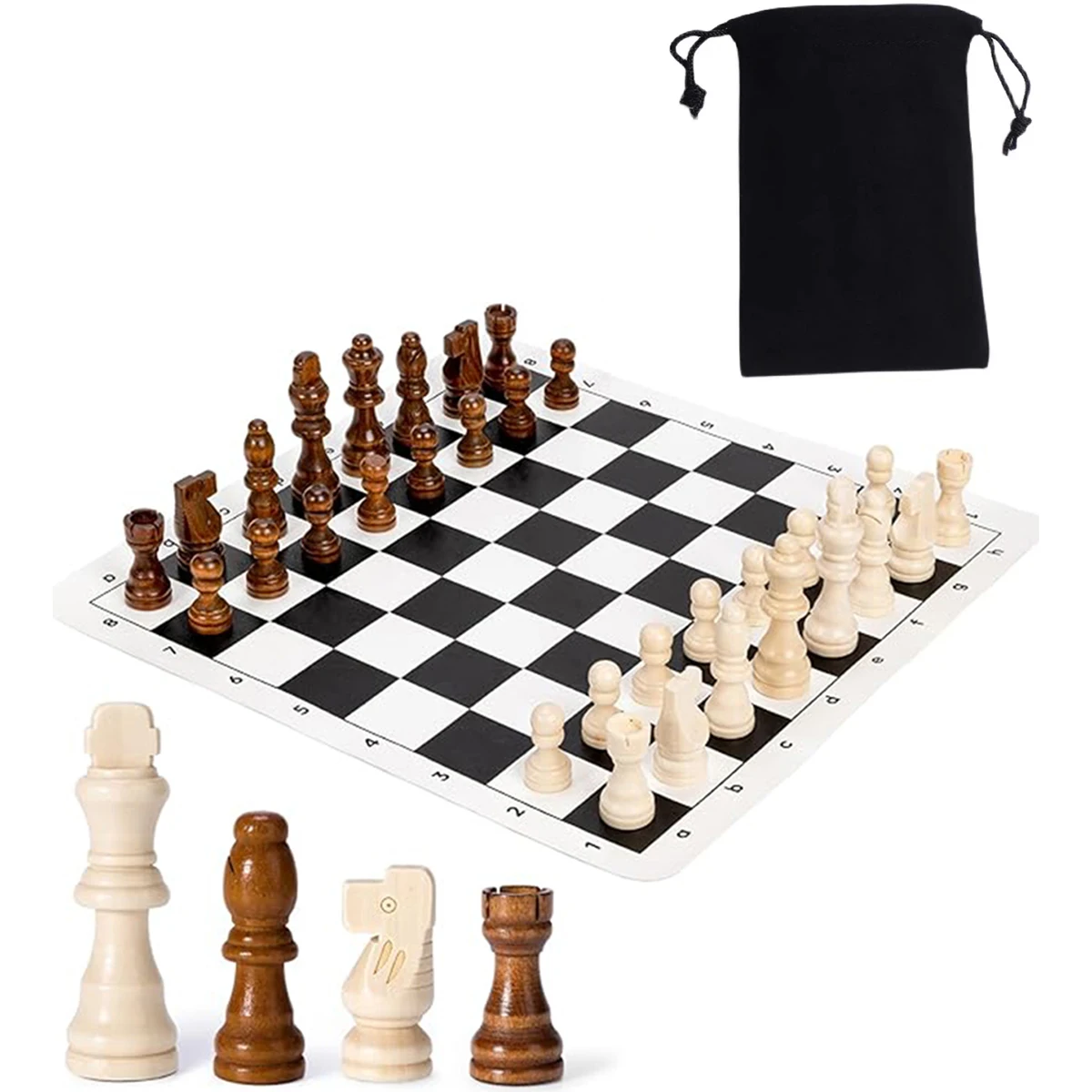 32pcs Wooden Chess Pieces Complete Chessmen wood Chess Set Chess Piece ...