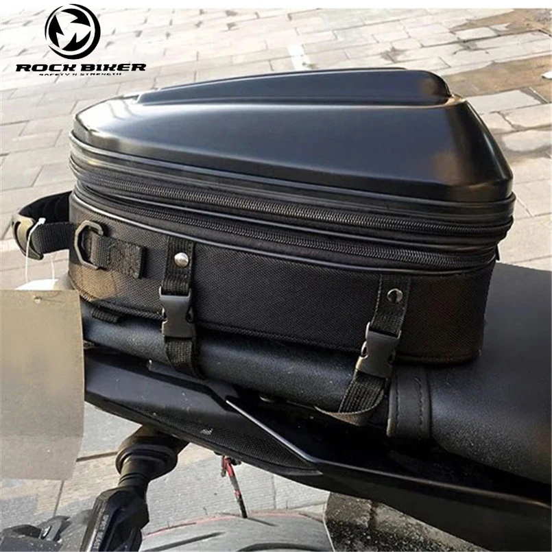 Rock Biker Hard Shell Motorcycle Tail Bag Waterproof Carbon Fiber ...