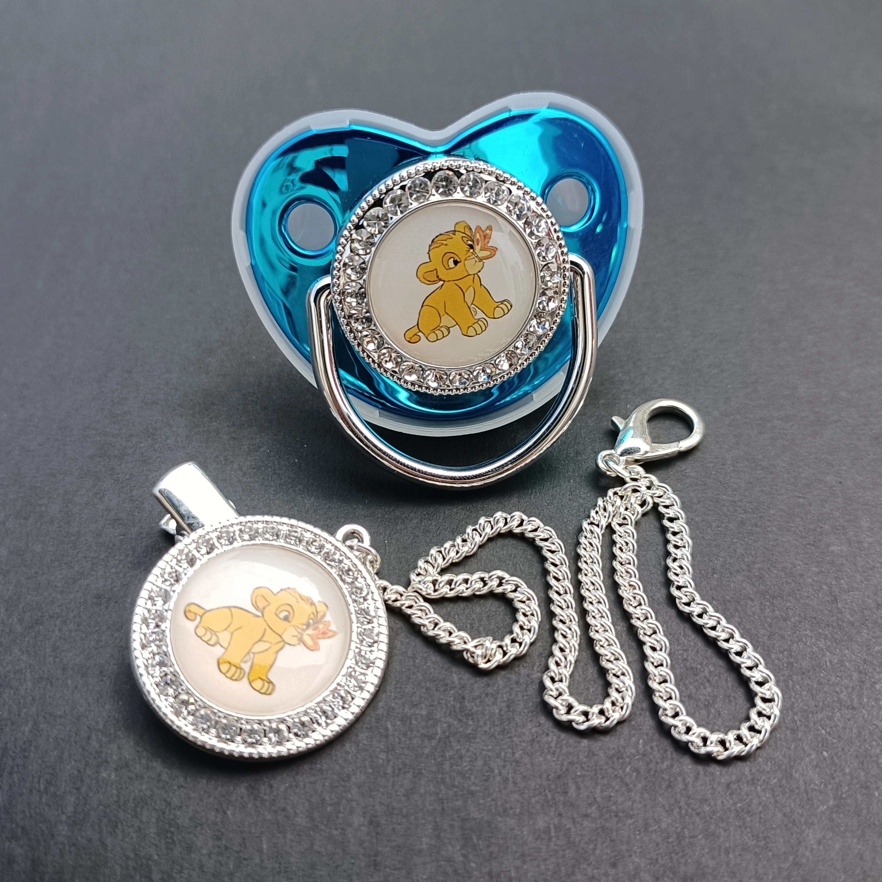 2022 Classic Lion King pattern Personalized baby pacifier with clip ...