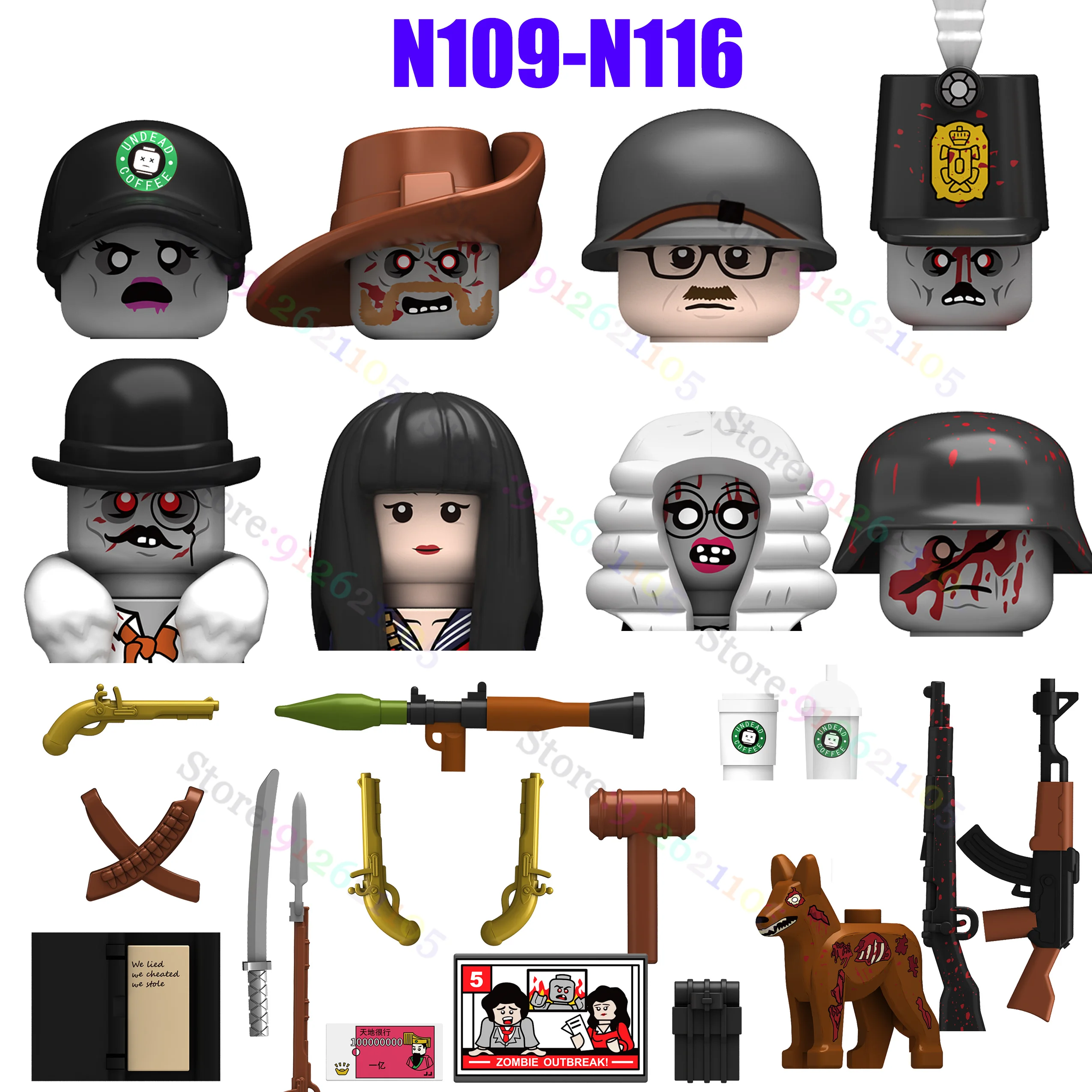 Building-Blocks-Horror-zombie-Movie-Coffee-shop-waiter-Action-Figures ...