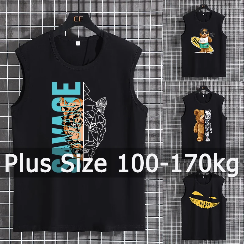 Plus Size Vest Tanks Tops Men 9XL 10XL 12XL 100-170KG Summer Sleeveless ...