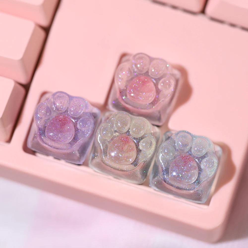4Pcs New Hot Sale Translucent Cat Claw Keycap Cross Axis Mechanical ...