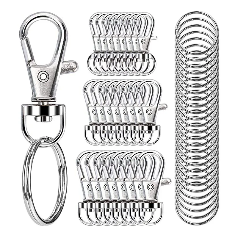 100PCS-Swivel-Snap-Hooks-with-Key-Rings-Premium-Metal-Lobster-Claw ...