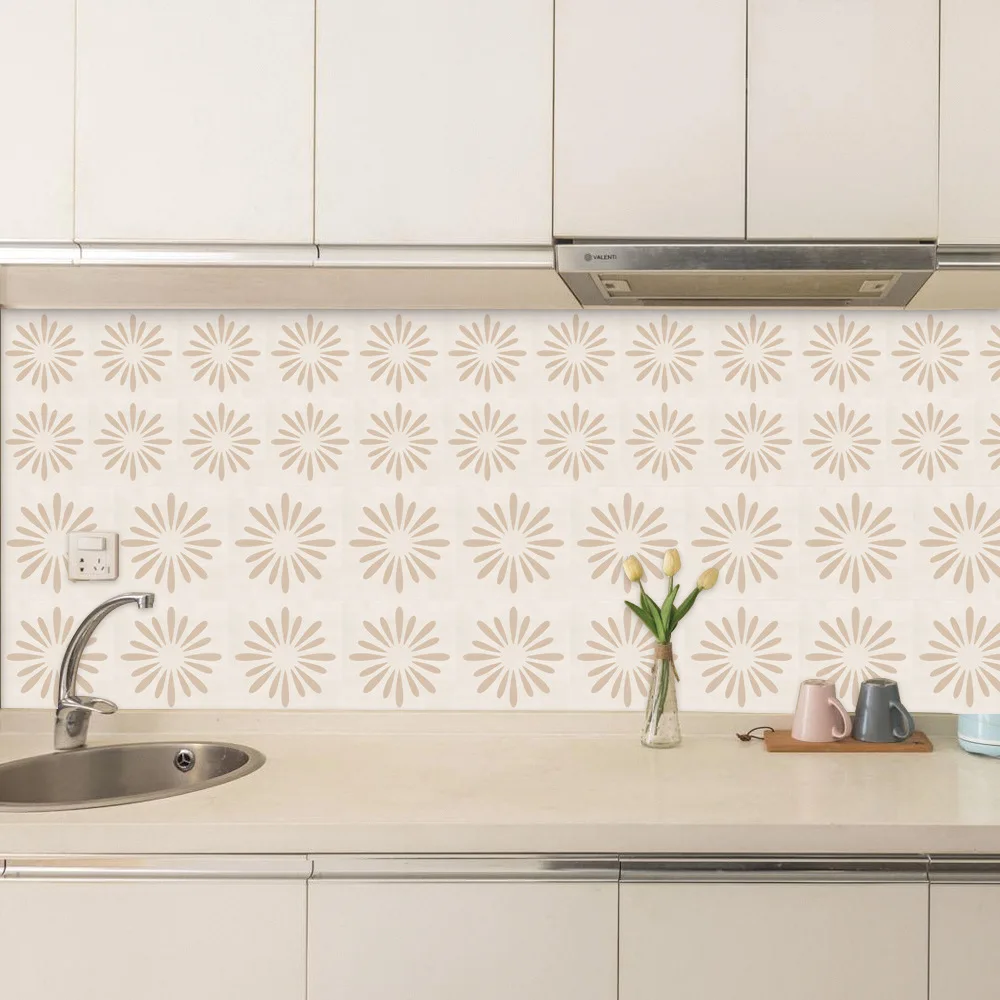 Faux Tile Wallpaper Backsplash