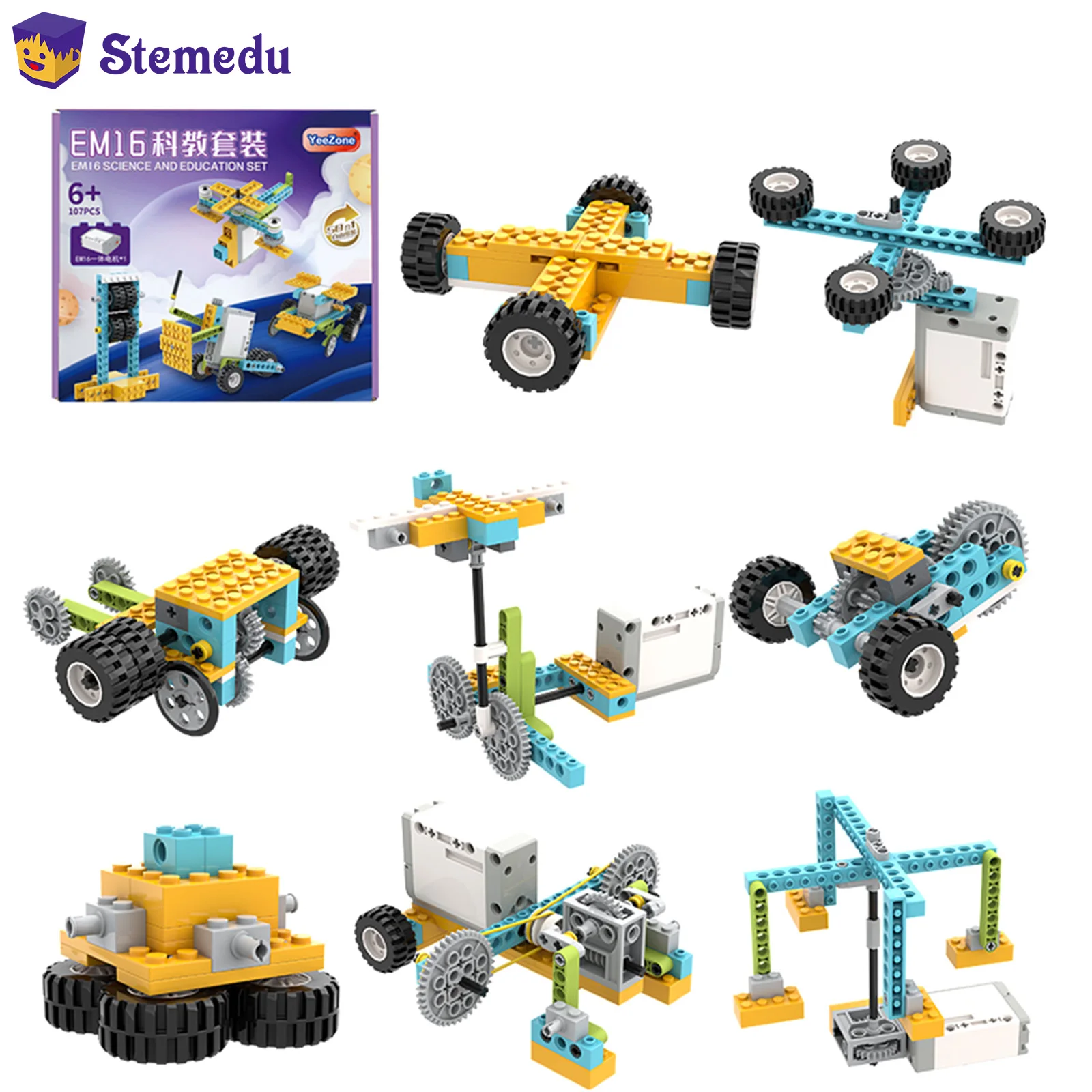 107PCS 50 in 1 STEM Robot Electric Building Blocks EM16 Science and ...