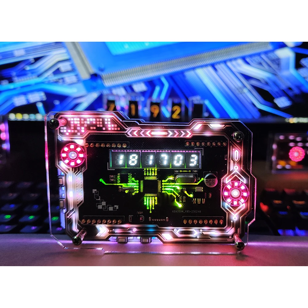 Handmade Cyberpunk desktop RGB Clock Art sense of technology gaming ...
