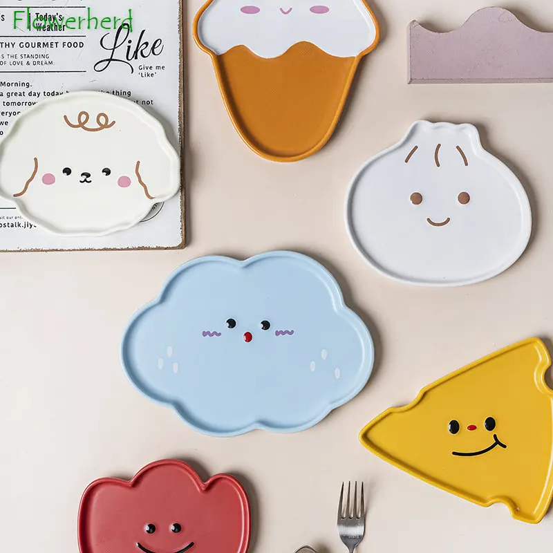 Ceramic-Plate-Dessert-Dish-Tableware-Cloud-Tulip-Cheese-Sweets-Cartoon ...