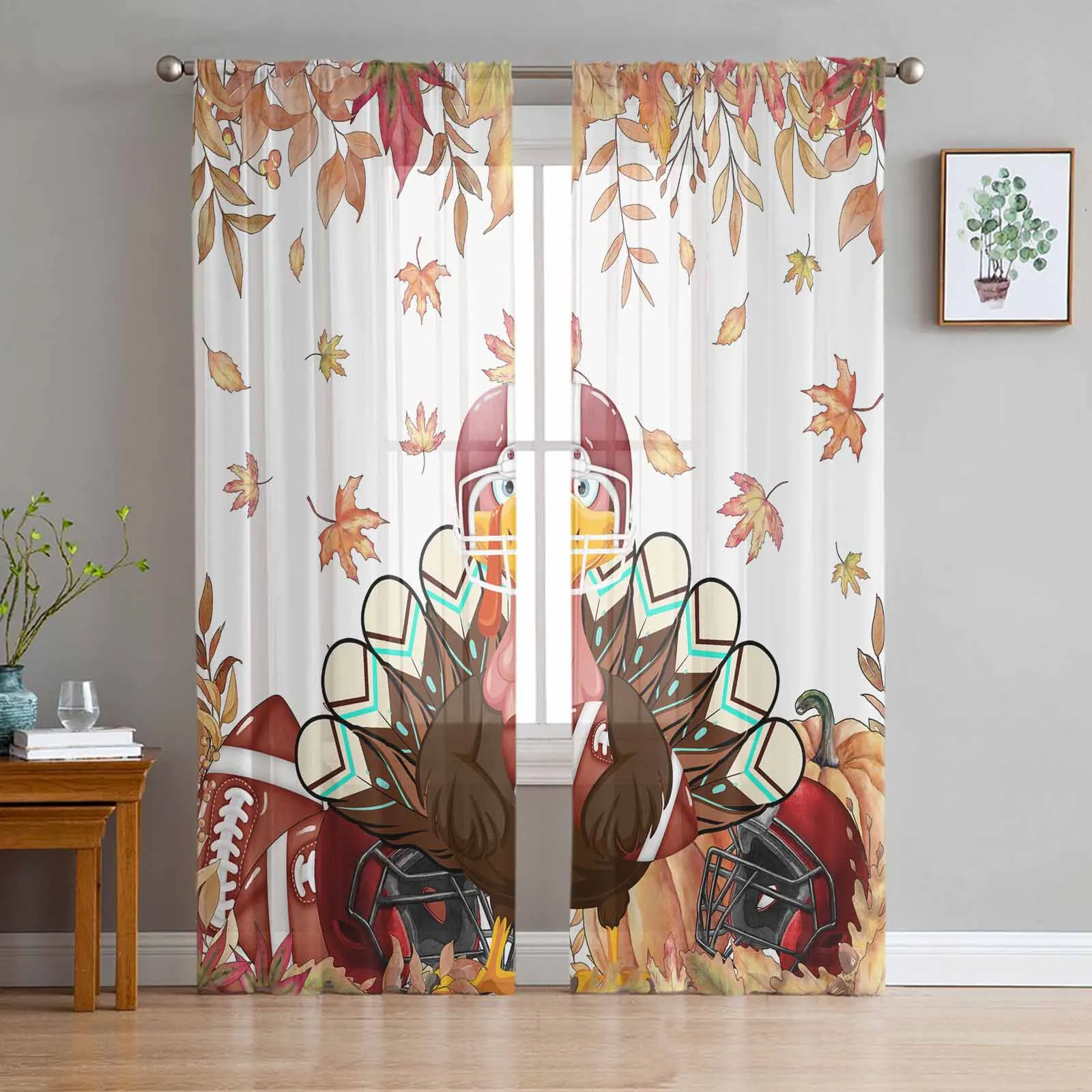 Autumn-Maple-Leaf-Rugby-Brown-Turkey-Sheer-Curtain-Living-Room-Drapes ...